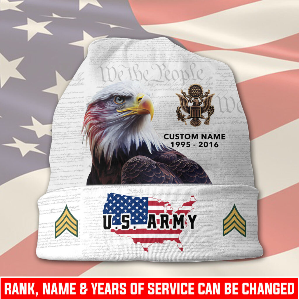 US Army, American By Birth, Veteran By Choice – Full-Printed Beanie Hat – Proud US Veteran