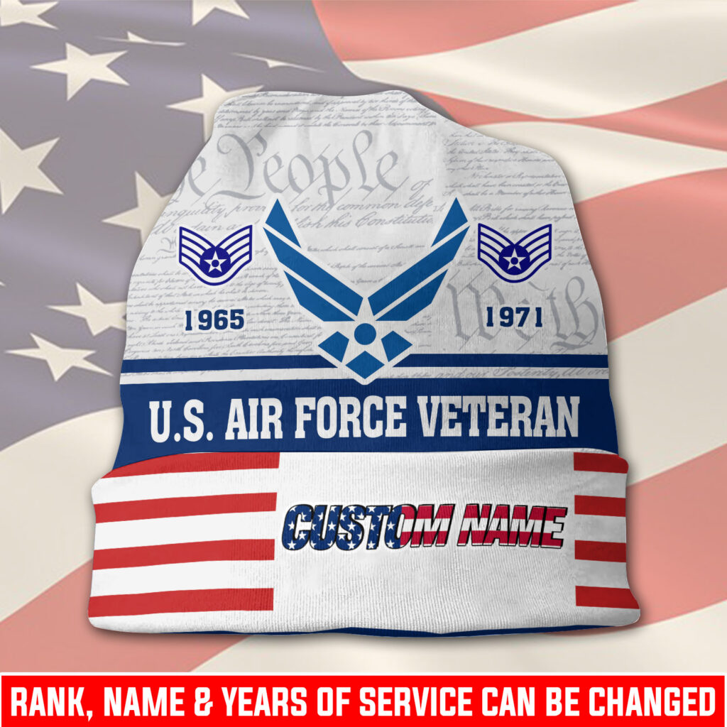 US Air Force , E 9 Air Force Chief Master Sergeant – Full-Printed Beanie Hat – Proud US Veteran