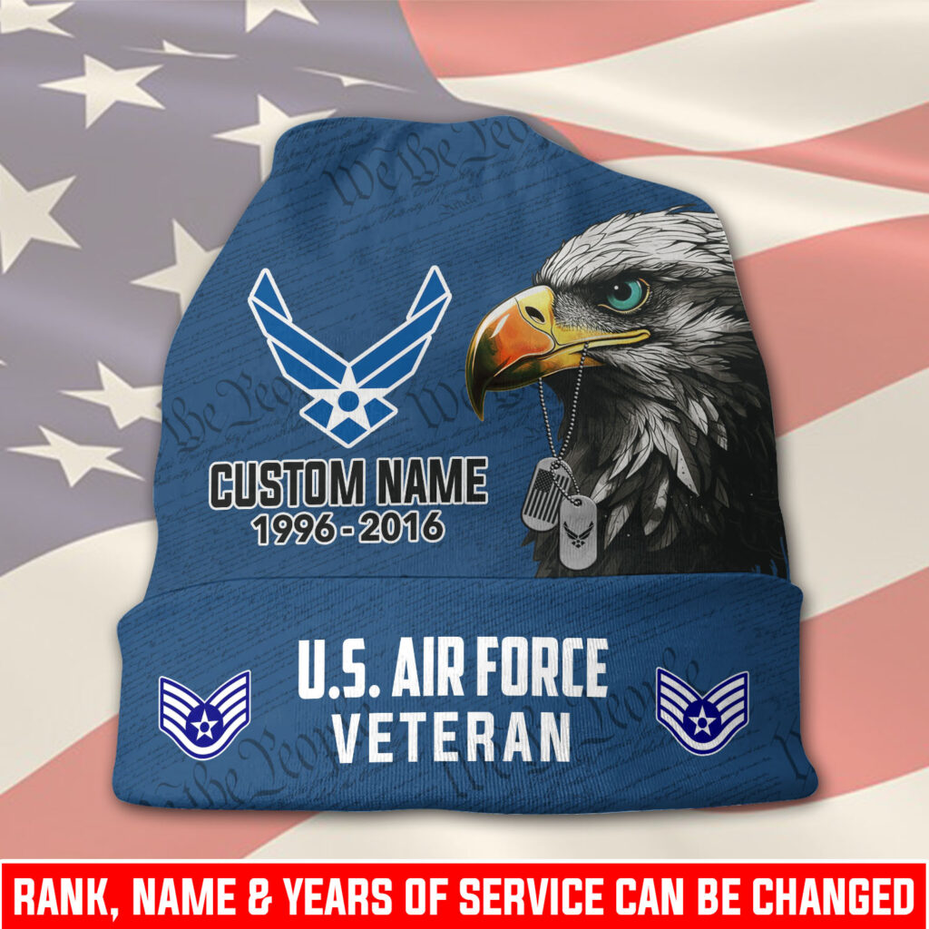 US Air Force , E 8 Air Force Senior Master Sergeant – Full-Printed Beanie Hat – Proud US Veteran
