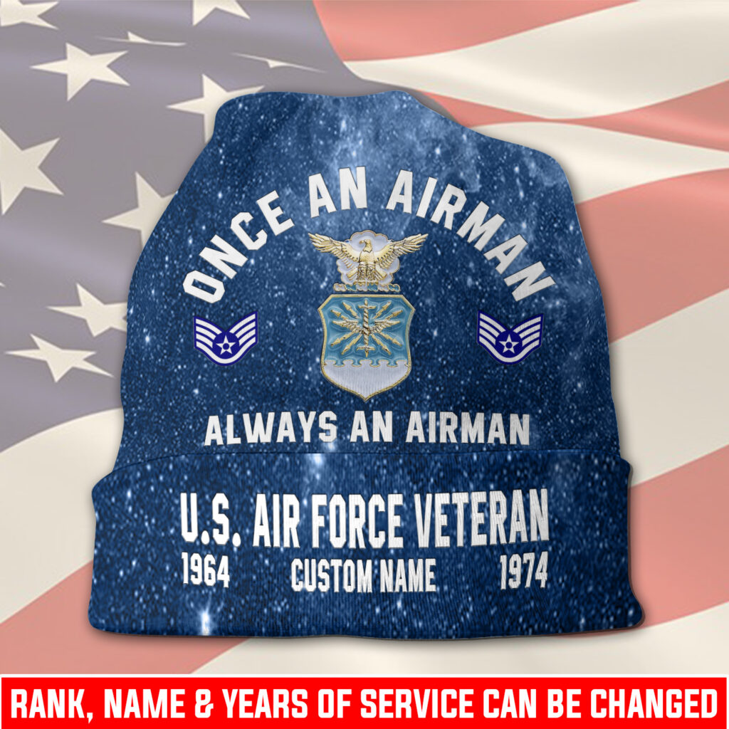 US Air Force , E 8 Air Force Senior Master Sergeant – Full-Printed Beanie Hat – Proud US Veteran