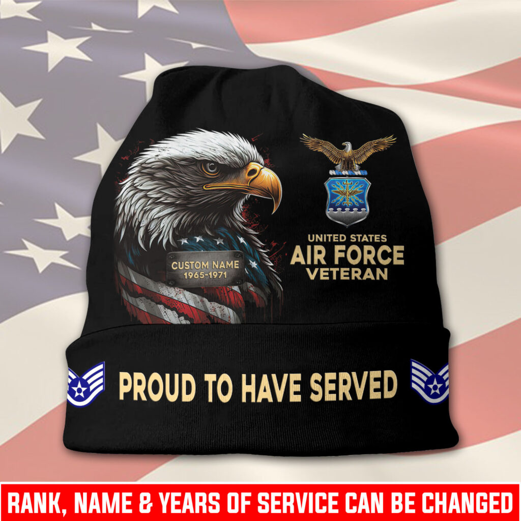 US Air Force , E 8 Air Force Senior Master Sergeant – Full-Printed Beanie Hat – Proud US Veteran