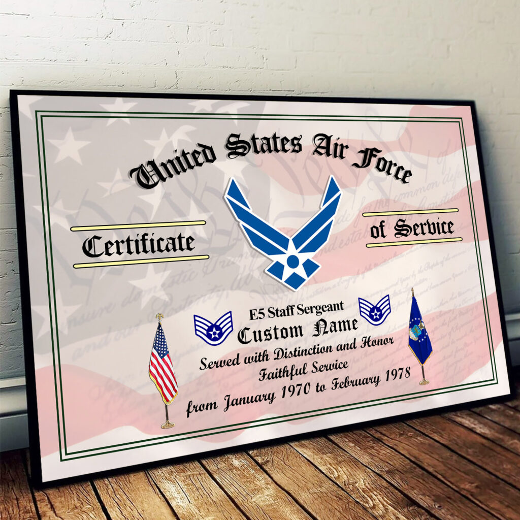 US Air Force, Duty, Honor, Country – Poster 16x12in – Proud US Veteran