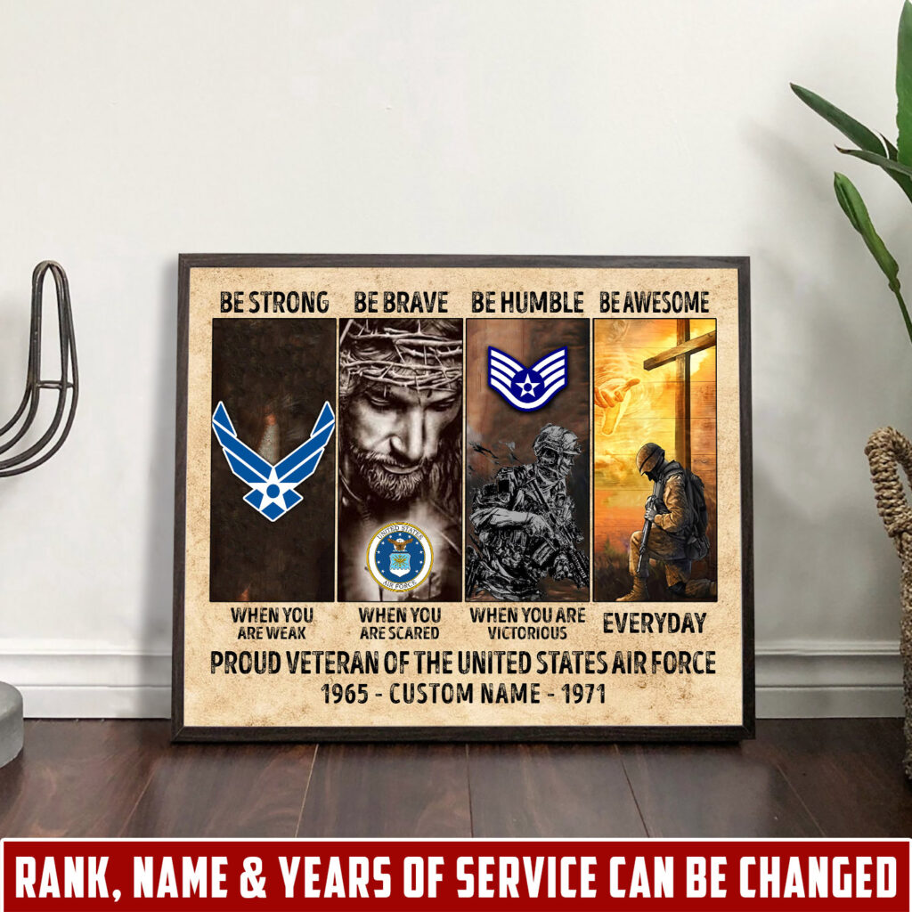US Air Force, Honor, Duty, Service – Poster With Frame 16x12in (Recommended) – Proud US Veteran
