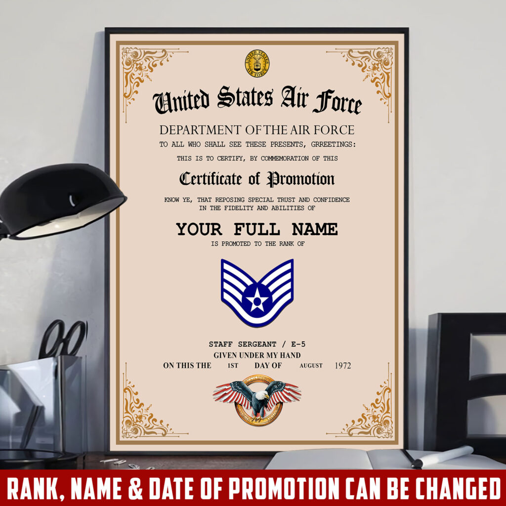 US Air Force, E 8 Air Force Senior Master Sergeant – Poster 36x24in – Proud US Veteran