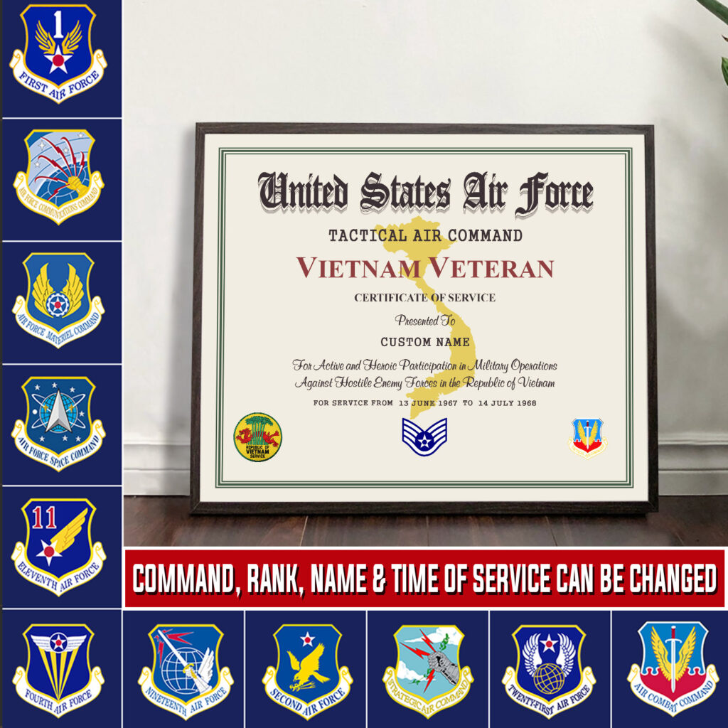 Air Force Command, Freedom Over Fear – Poster 16x12in – Proud US Veteran