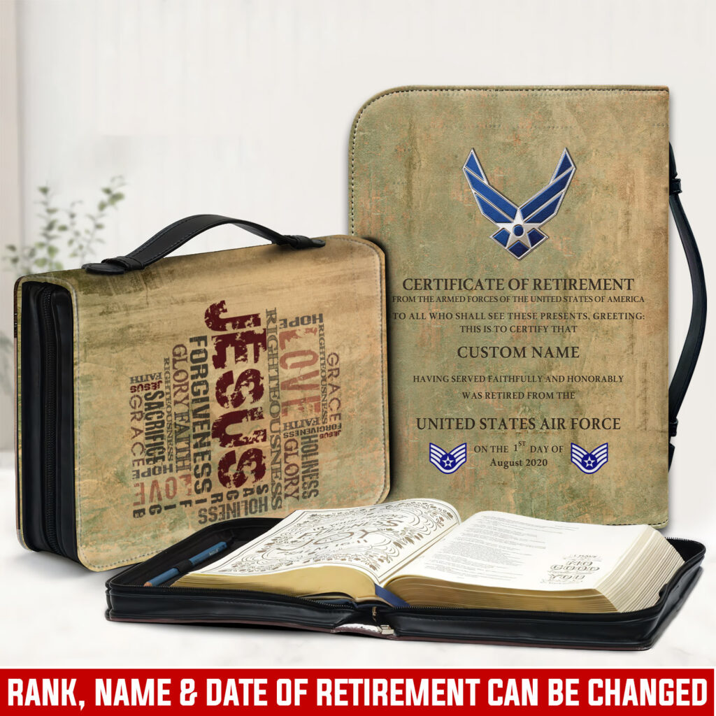 US Air Force , E 8 Air Force Senior Master Sergeant – Bible Cover XL – Proud US Veteran