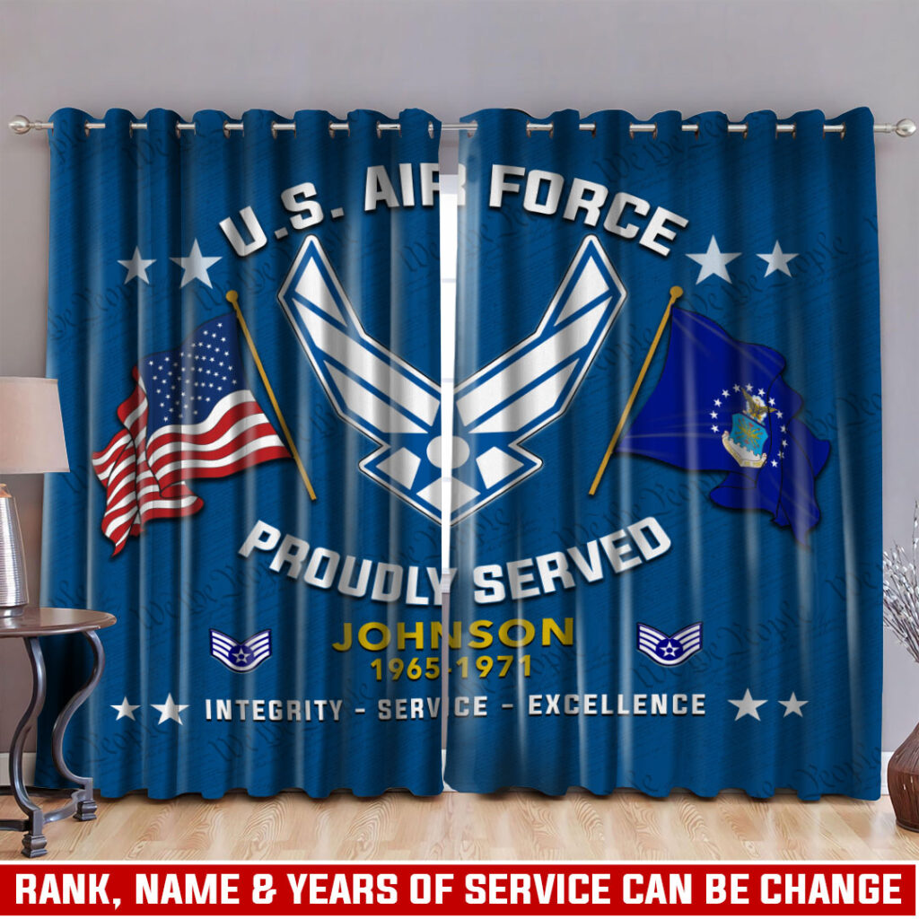 US Air Force , E 8 Air Force Senior Master Sergeant – Window Curtains 52x120in – Proud US Veteran